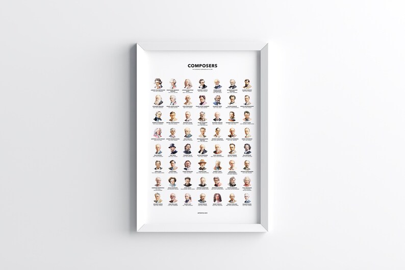 56 Great Composers Poster. Music Lover Gift. Composers Infographics ...