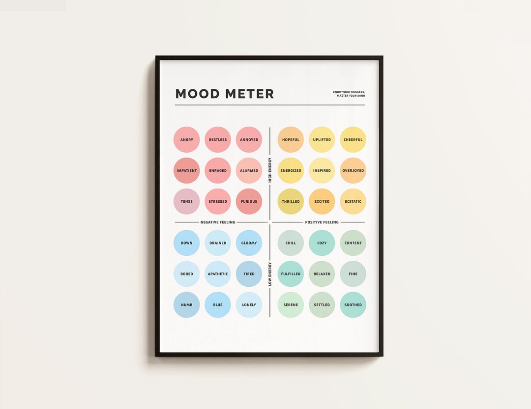 Mood Meter, Feelings Emotions Guide, Feelings Thermometer Chart, Mental ...