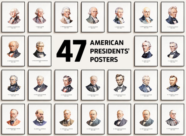 US Presidents Poster Bundle – Historical Classroom Decor (downloadable ...