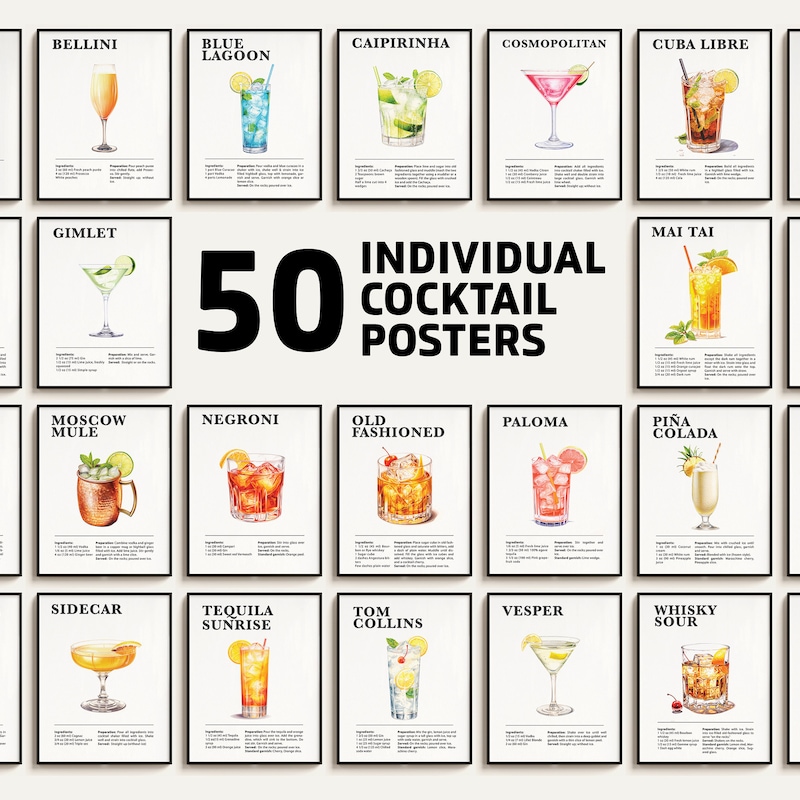 Cocktail Posters Recipes - Etsy