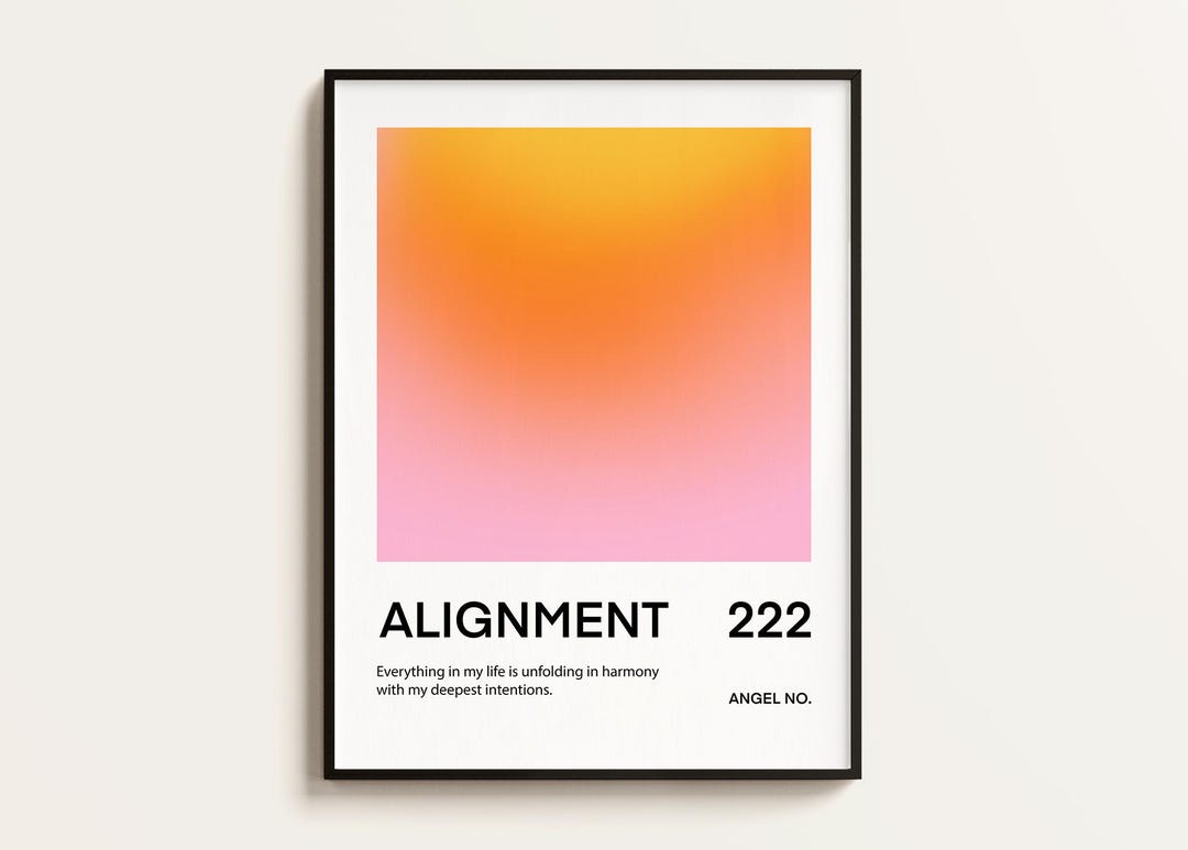 222 Alignment Aura Poster, Stylish Sunset Angel Number Affirmation ...