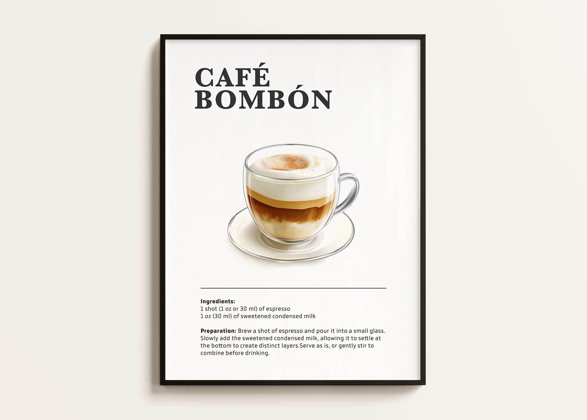 Cafe Bombon Recipe Print, Coffee Lover Gift (digital) - Etsy