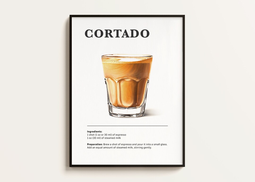 Cortado Coffee Recipe Print, Cafe Wall Art (digital Download) - Etsy