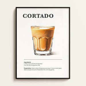 Cortado Coffee Recipe Print, Cafe Wall Art (digital Download) - Etsy