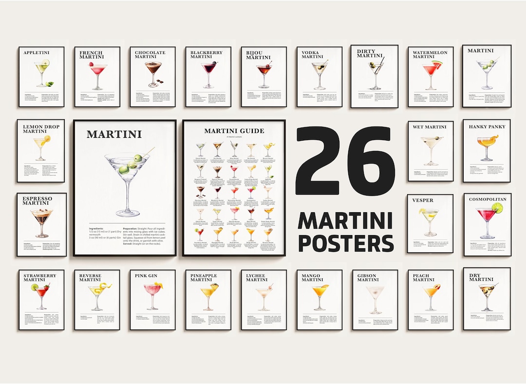 Martini Cocktails Mega Bundle. Individual Cocktail Posters & Martini ...