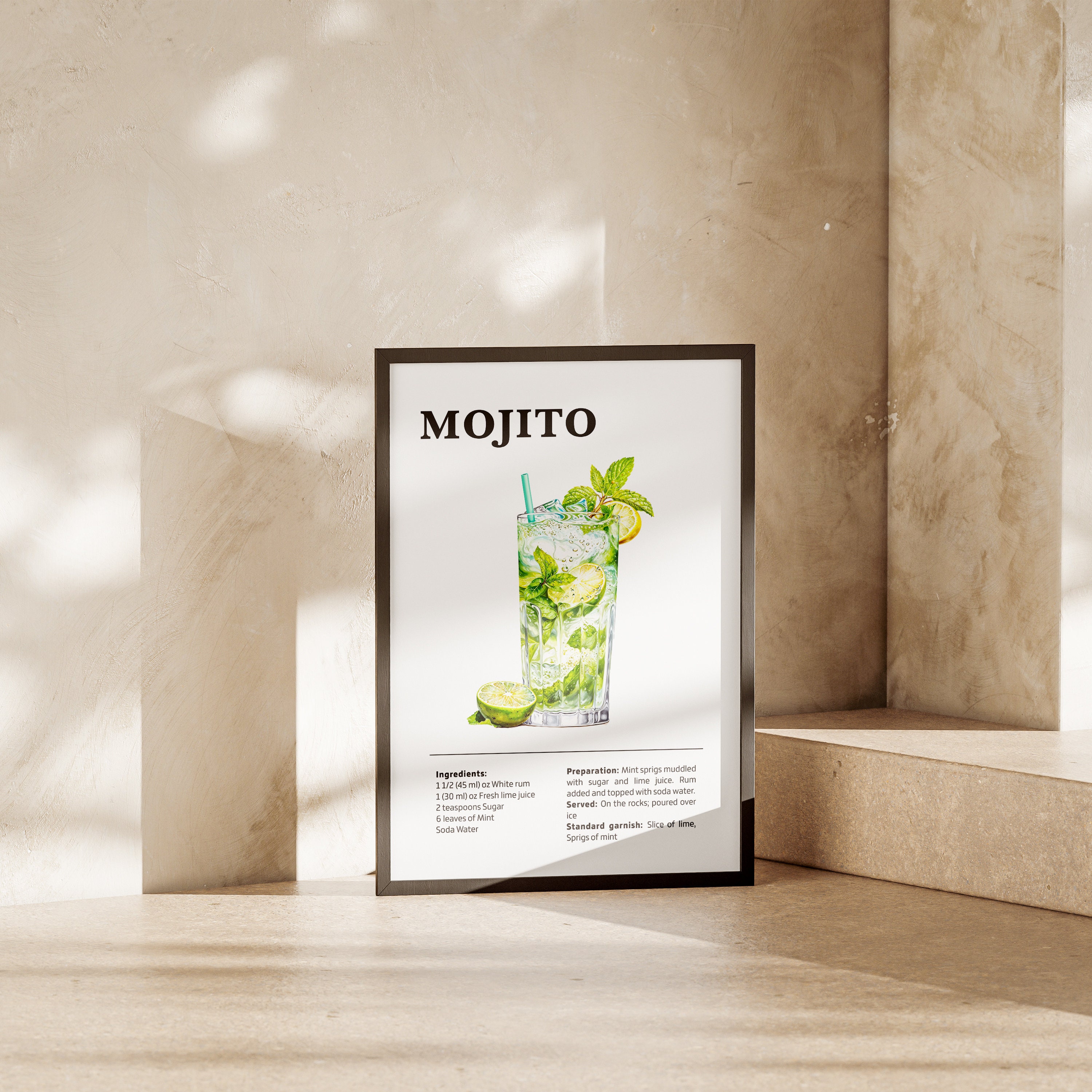 Mojito Poster Mojito Recipe Mojito Cocktail Print Bar - Etsy
