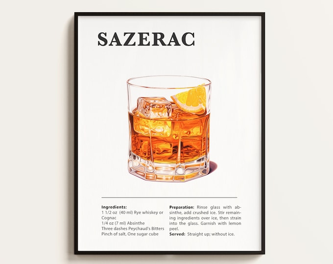 Sazerac Cocktail Diagram Print - Etsy
