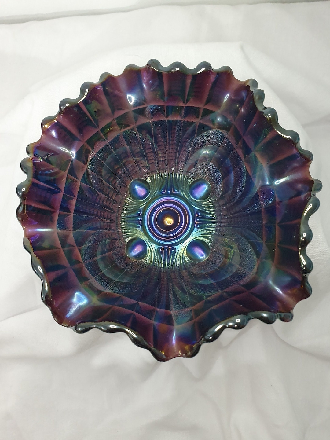 Imperial Carnival Glass, Scroll Embossed and File on Reverse - Etsy