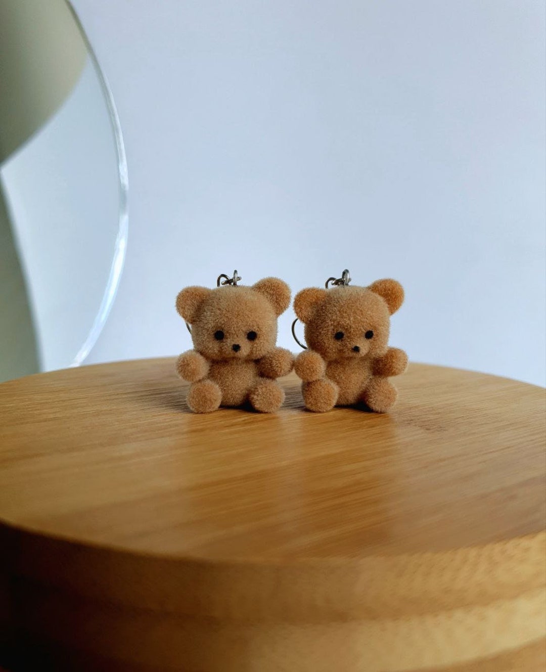 Fuzzy Teddy Bear Earrings Flocked Bear Earrings Cute Teddy Bear ...