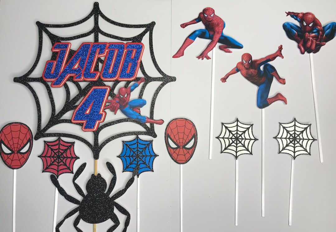 Next Day 7 Piece Spider-man Cake Topper Set Personalised - Etsy