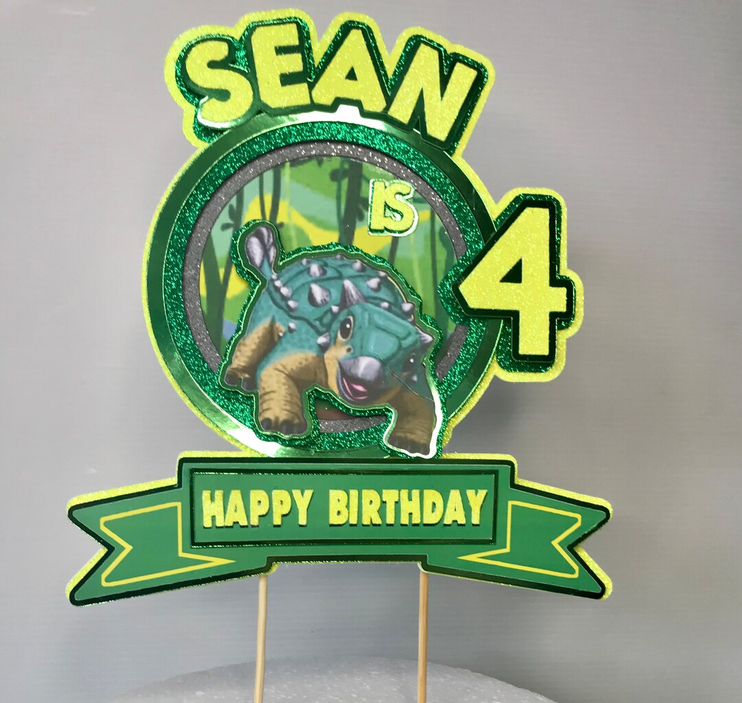 Personalised Bumpy the Dinosaur Cake Topper - Etsy
