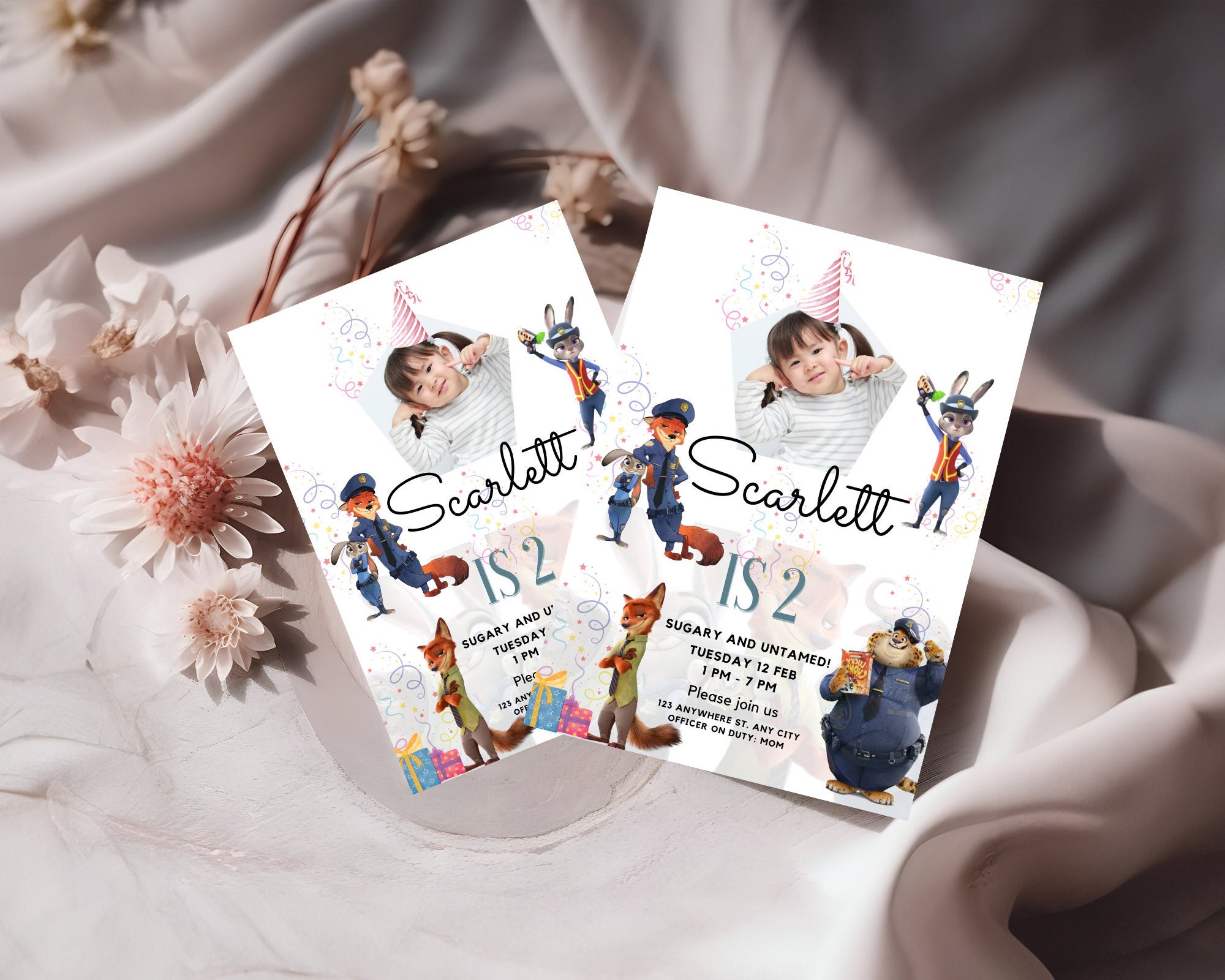 Zootopia Illustration Birthday Invitation Card Editable Disney ...