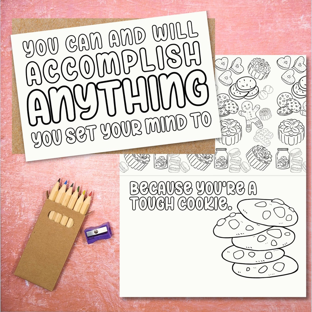 Tough Cookie Coloring Card, Support Card, Coloring Sheet for Adults ...