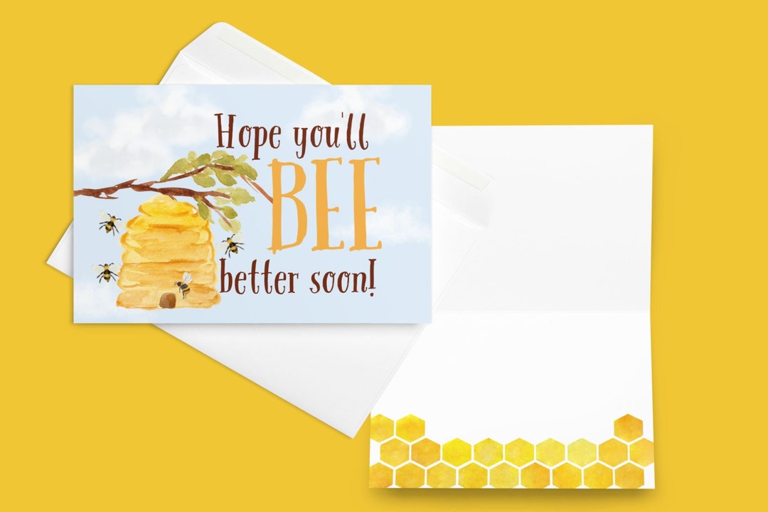 Bee Better Soon, Get Well Card, Get Well Soon Card, Card for Friend ...