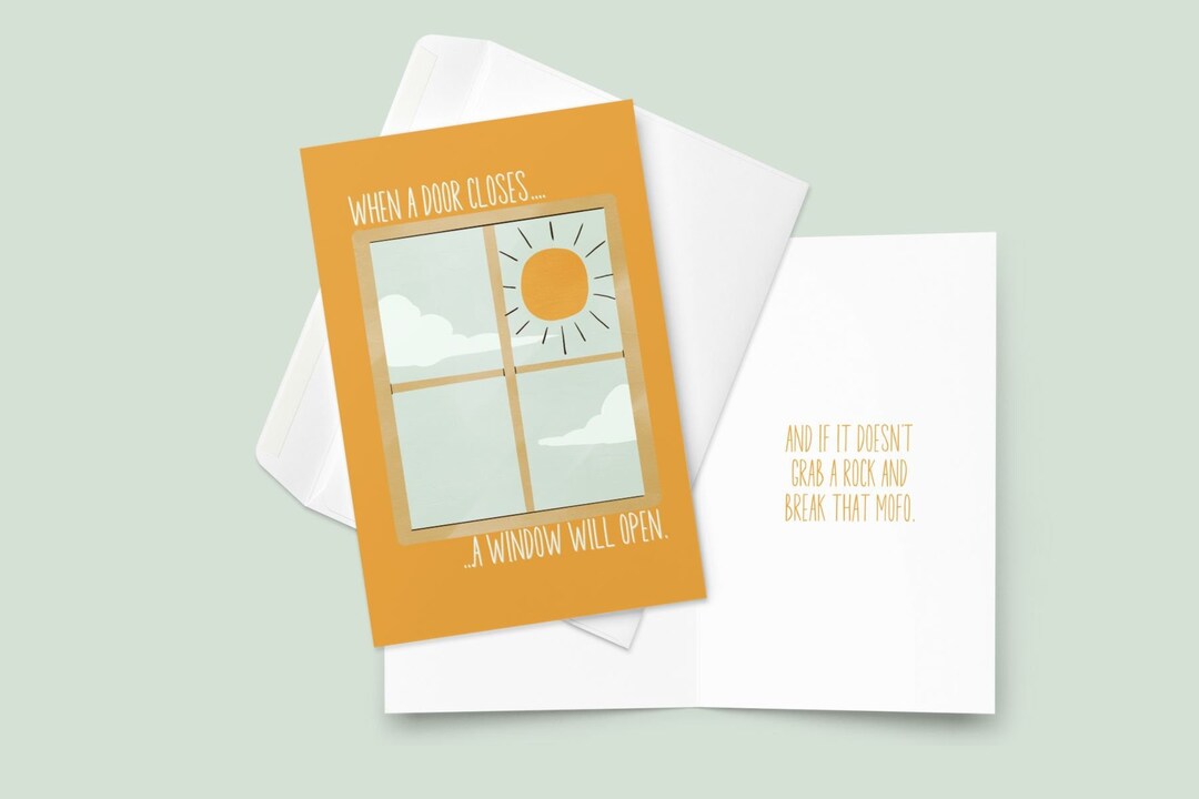 Break the Window, Funny Support Card, Card for Break Up, Card After Job ...