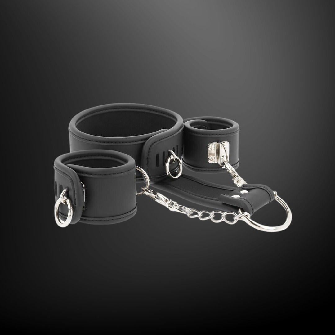 BDSM Collar "bound Neck Cuffs" With Handcuffs, Bondage Restraint Set ...