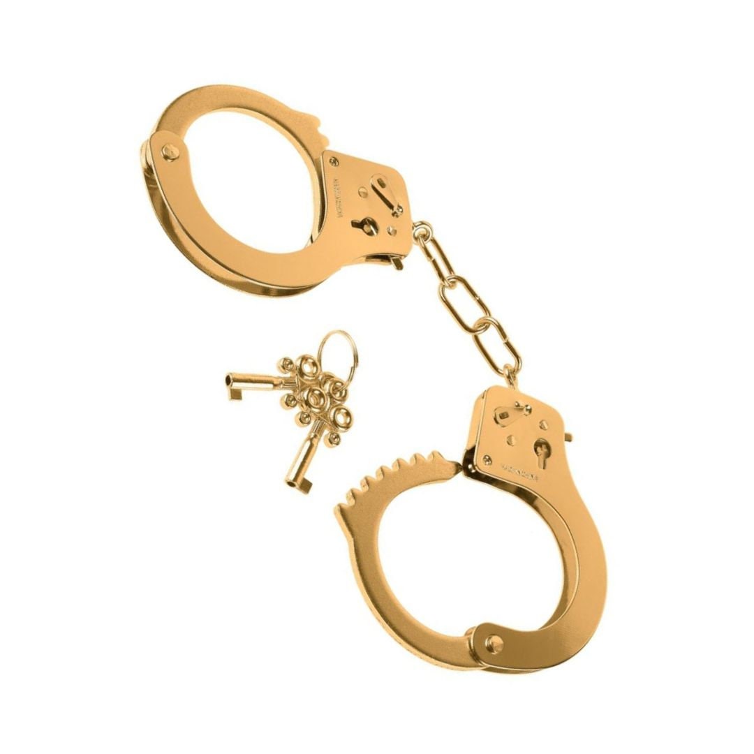 Golden Metal Handcuffs, BDSM Golden Hand Restraints, Bondage Restraints ...