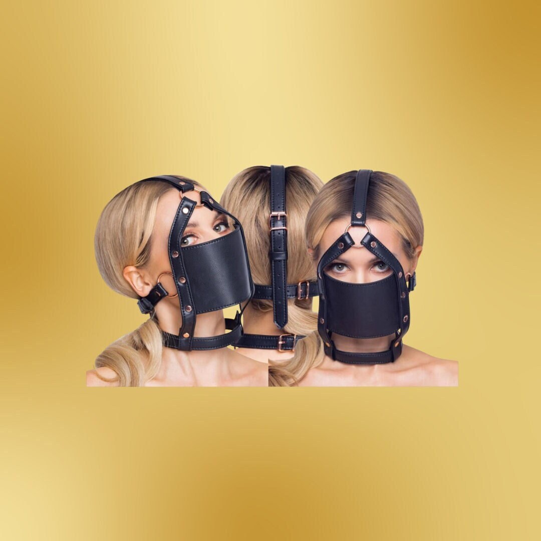 BDSM Head Harness With Leather Look Gag, Panel Gag, Muzzle Gag, BDSM Mouth Gag, Head Harness Gag ...