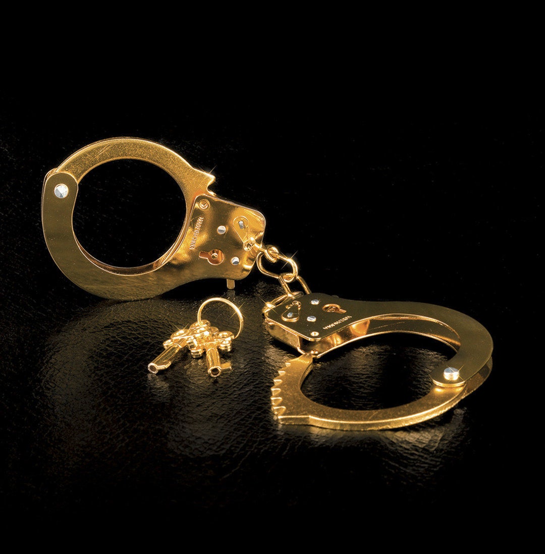 Golden Metal Handcuffs, BDSM Golden Hand Restraints, Bondage Restraints ...