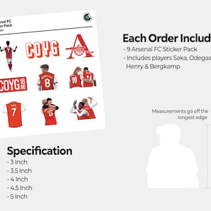 Arsenal Football Vinyl Sticker Pack, Gunners Stickers, Football ...