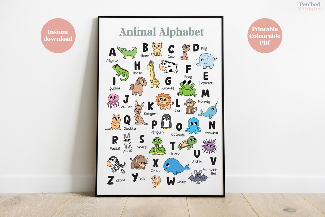 Animal Alphabet PDF - Colourful and Black & White Versions for Endless ...