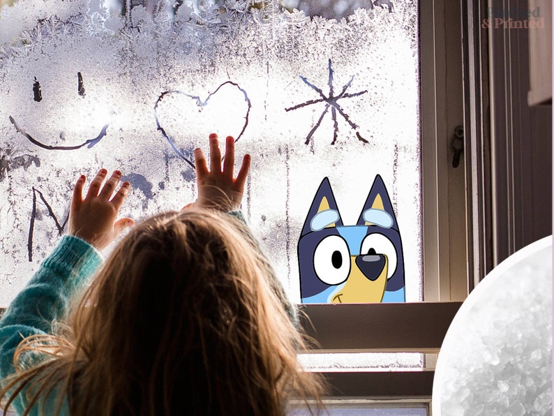Cute Bluey and Bingo Window Peeker Sticker | Adorable Cartoon Dog Bluey ...
