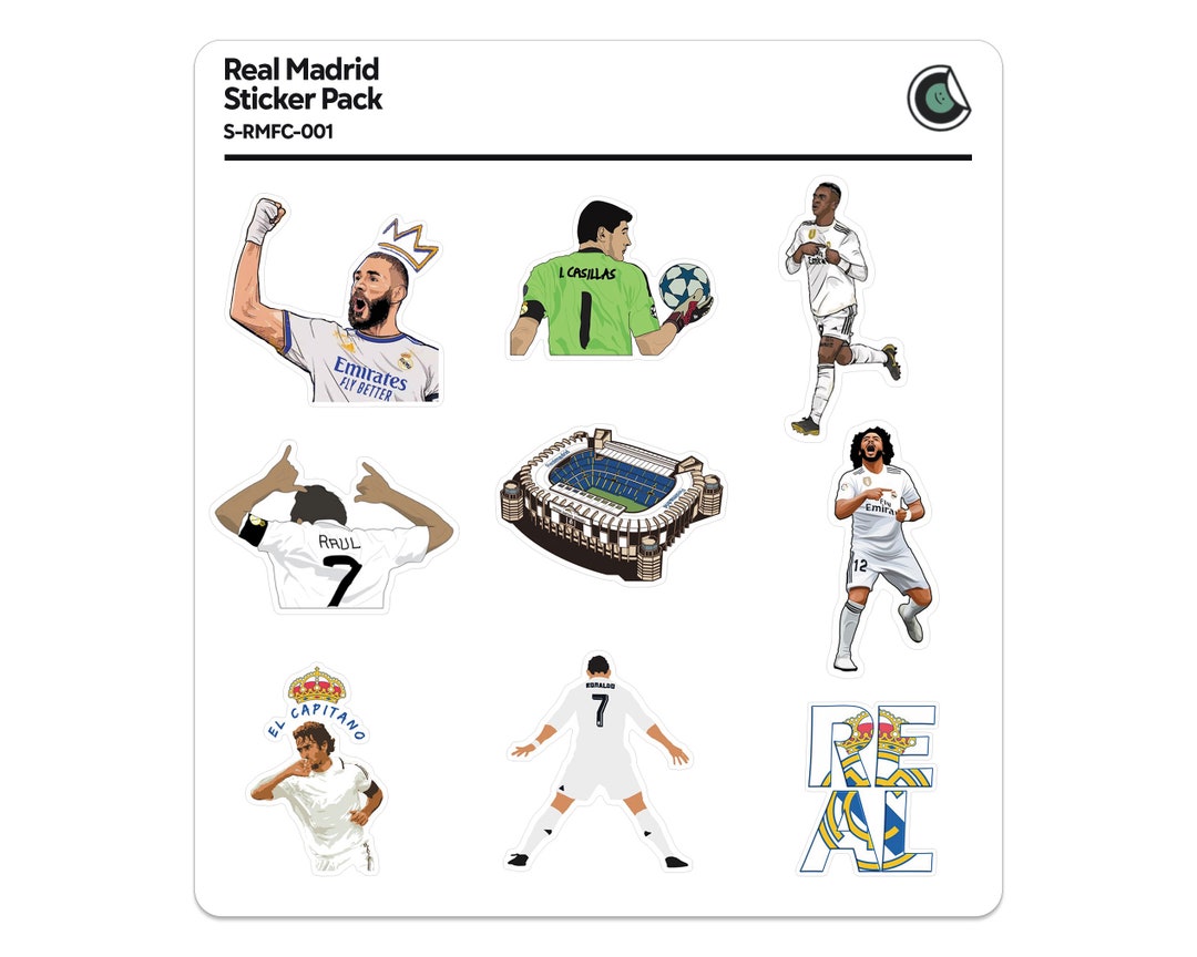 25% OFF Real Madrid Football Vinyl Sticker Pack, Madrid, Football ...