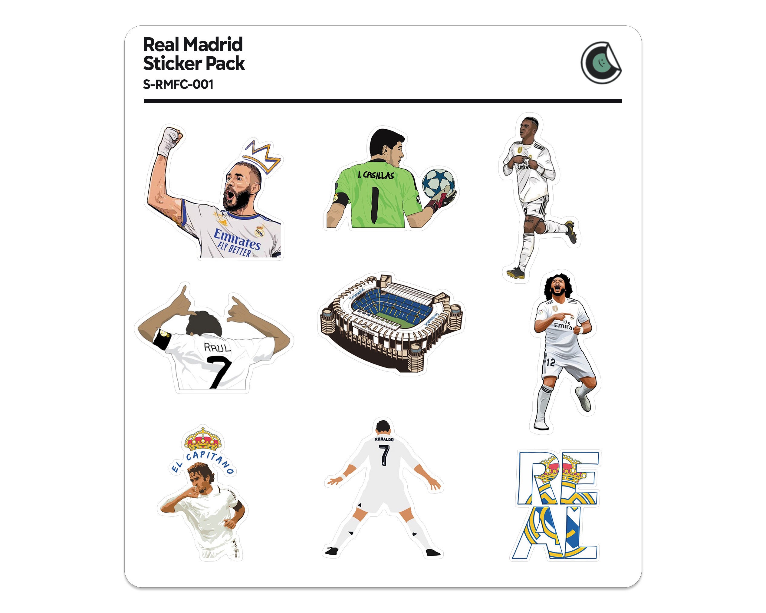 25% OFF Real Madrid Football Vinyl Sticker Pack, Madrid, Football ...
