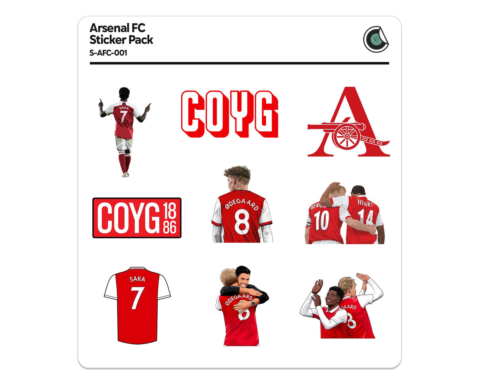 Arsenal Football Vinyl Sticker Pack, Gunners Stickers, Football ...