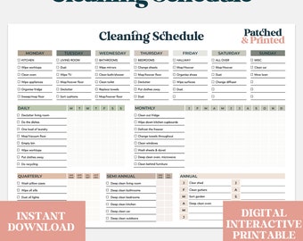 Editable Cleaning Schedule | Printable | Weekly, Monthly, Yearly ...