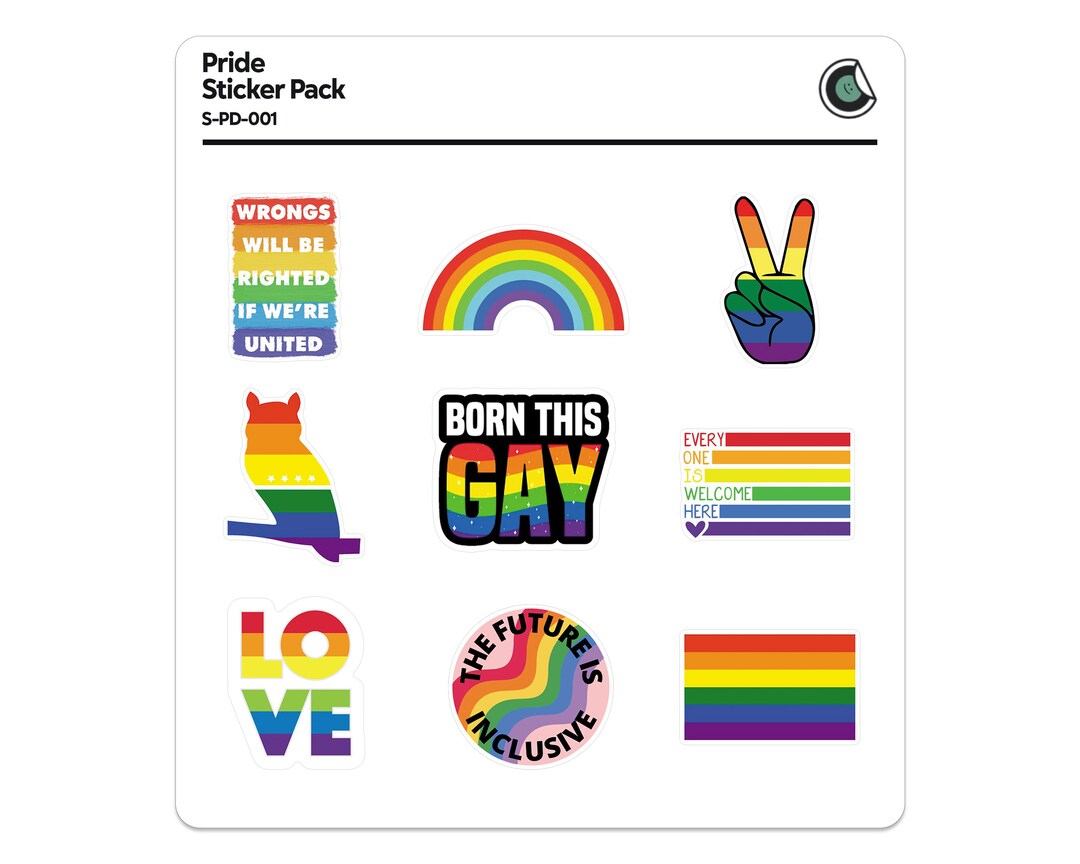 25% OFF Vibrant Pride Sticker Pack - Set of 9 LGBTQ+ Rainbow Pride ...
