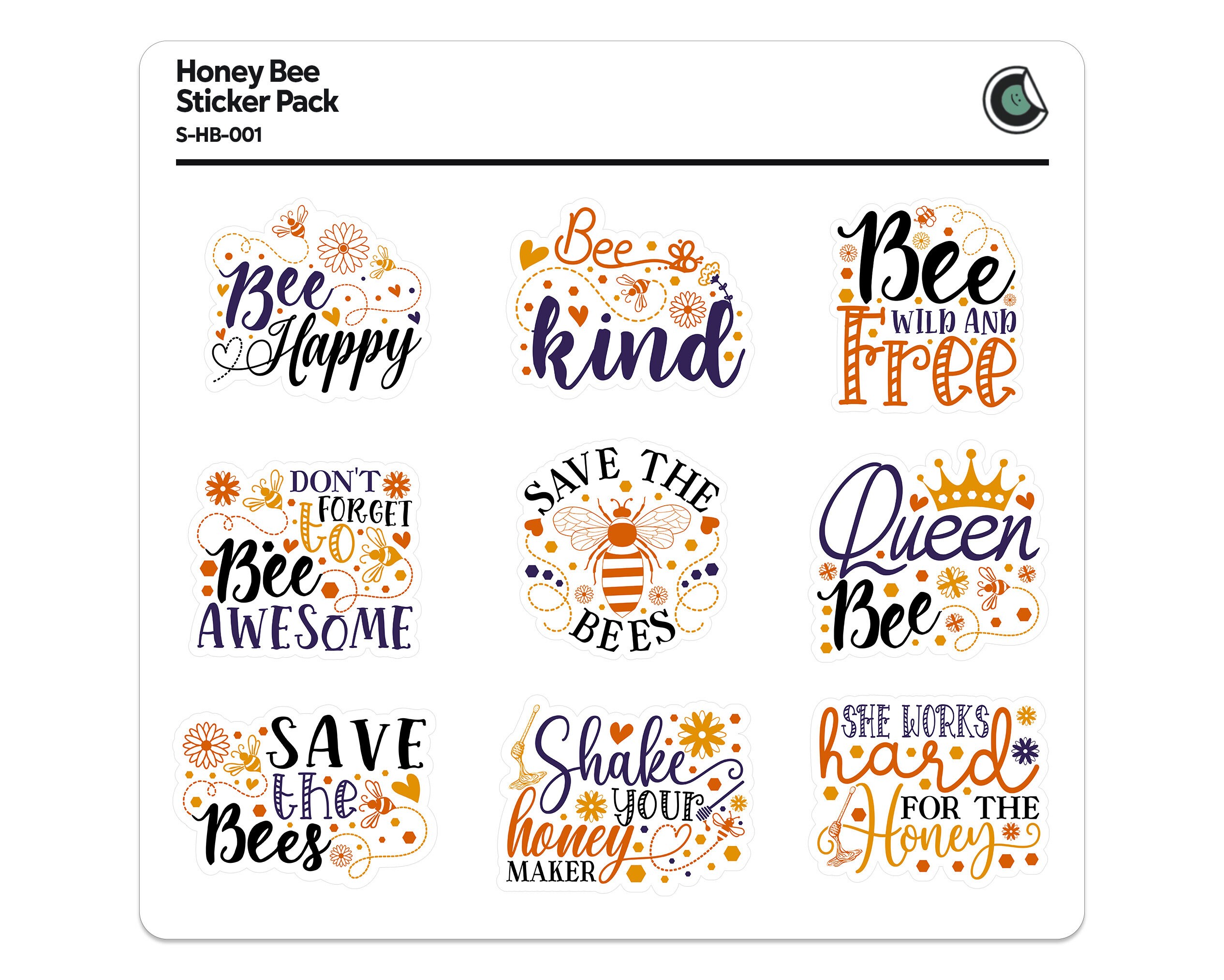 Honey Bee 9 Sticker Pack - Spread Bee-utiful Vibes Everywhere, Vinyl ...