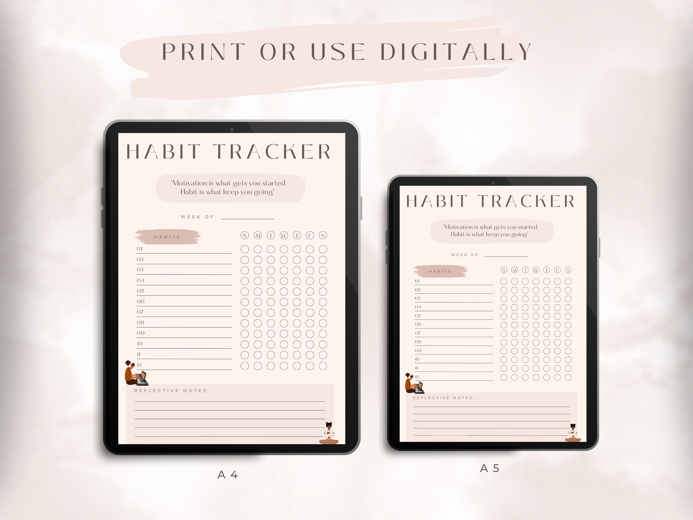 Daily & Weekly Habit Tracker Printable Minimalistic Tracker Routine ...