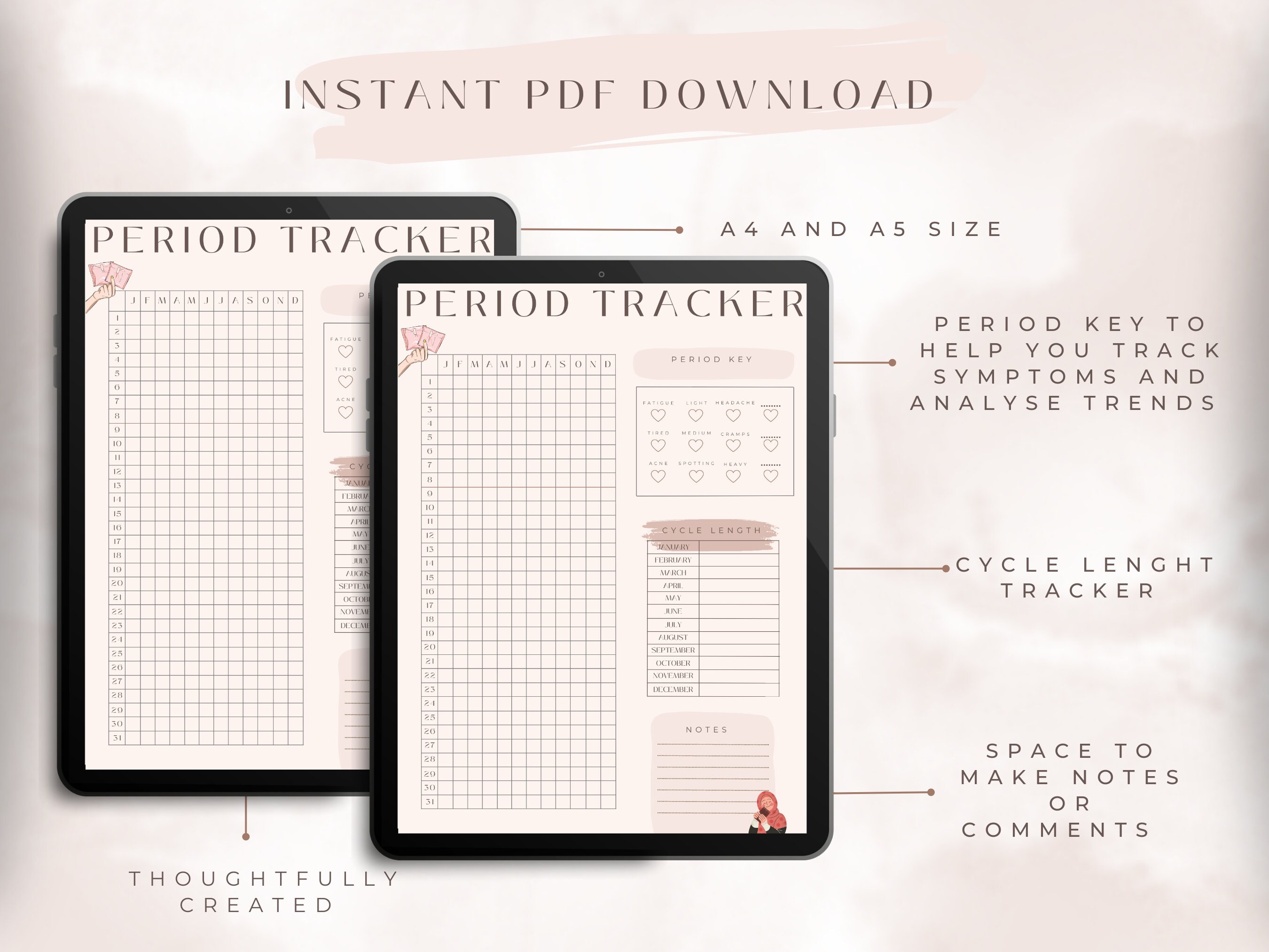 Period Tracker Printable | Period Journal | Symptom Tracker | Fertility ...