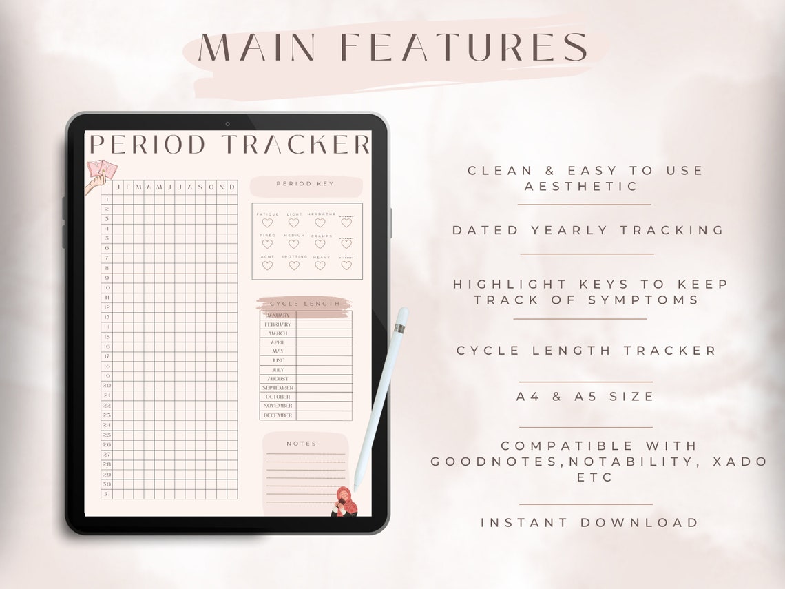 Period Tracker Printable | Period Journal | Symptom Tracker | Fertility ...