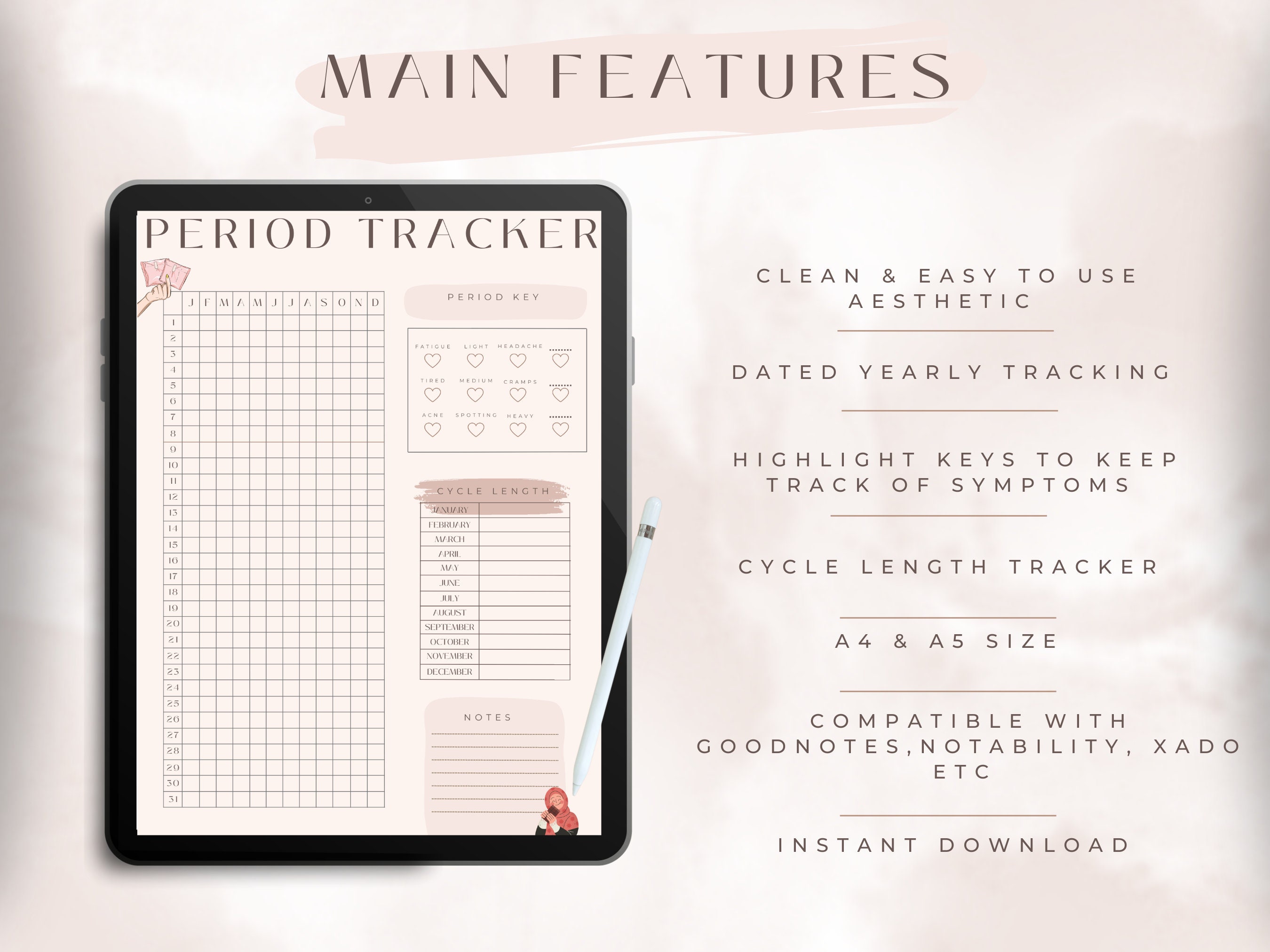 Period Tracker Printable | Period Journal | Symptom Tracker | Fertility ...