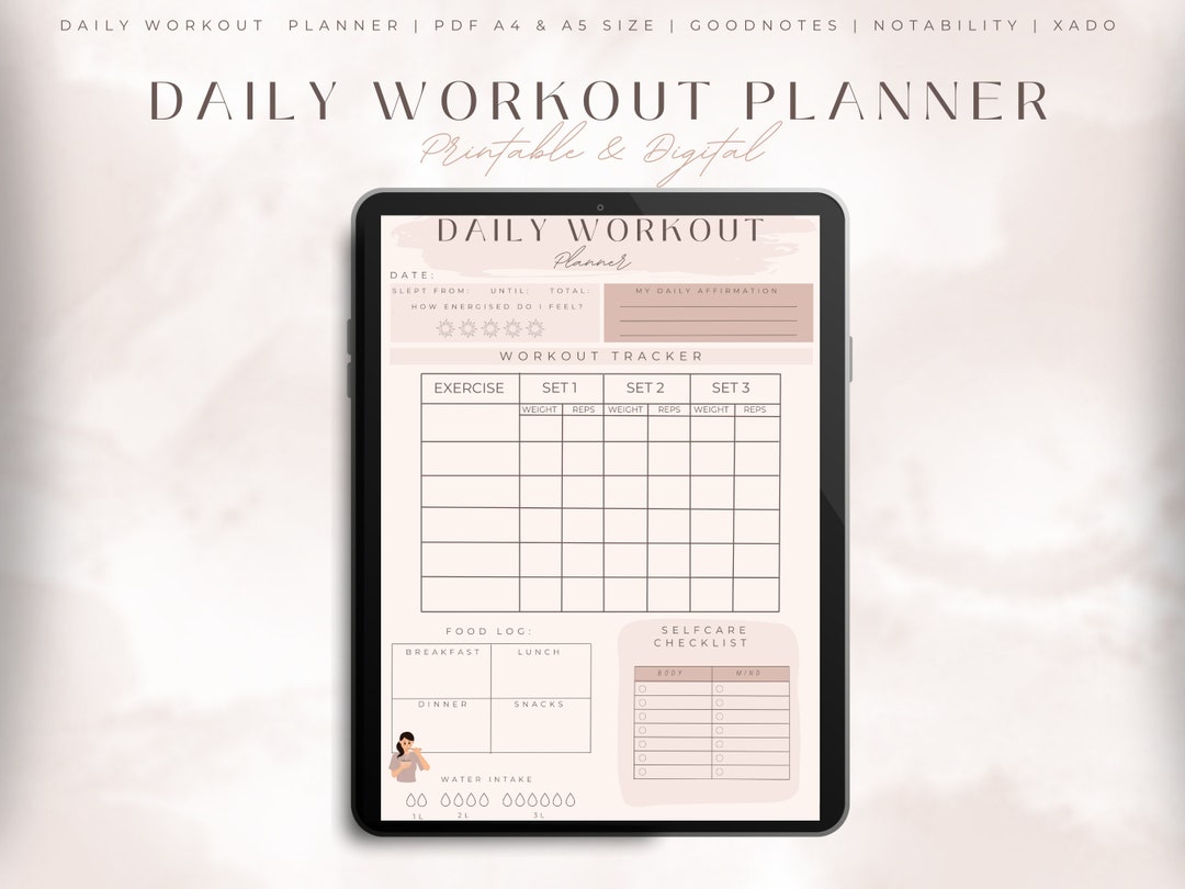 Daily Workout Tracker Printable Weight Loss Tracker Workout Planner ...