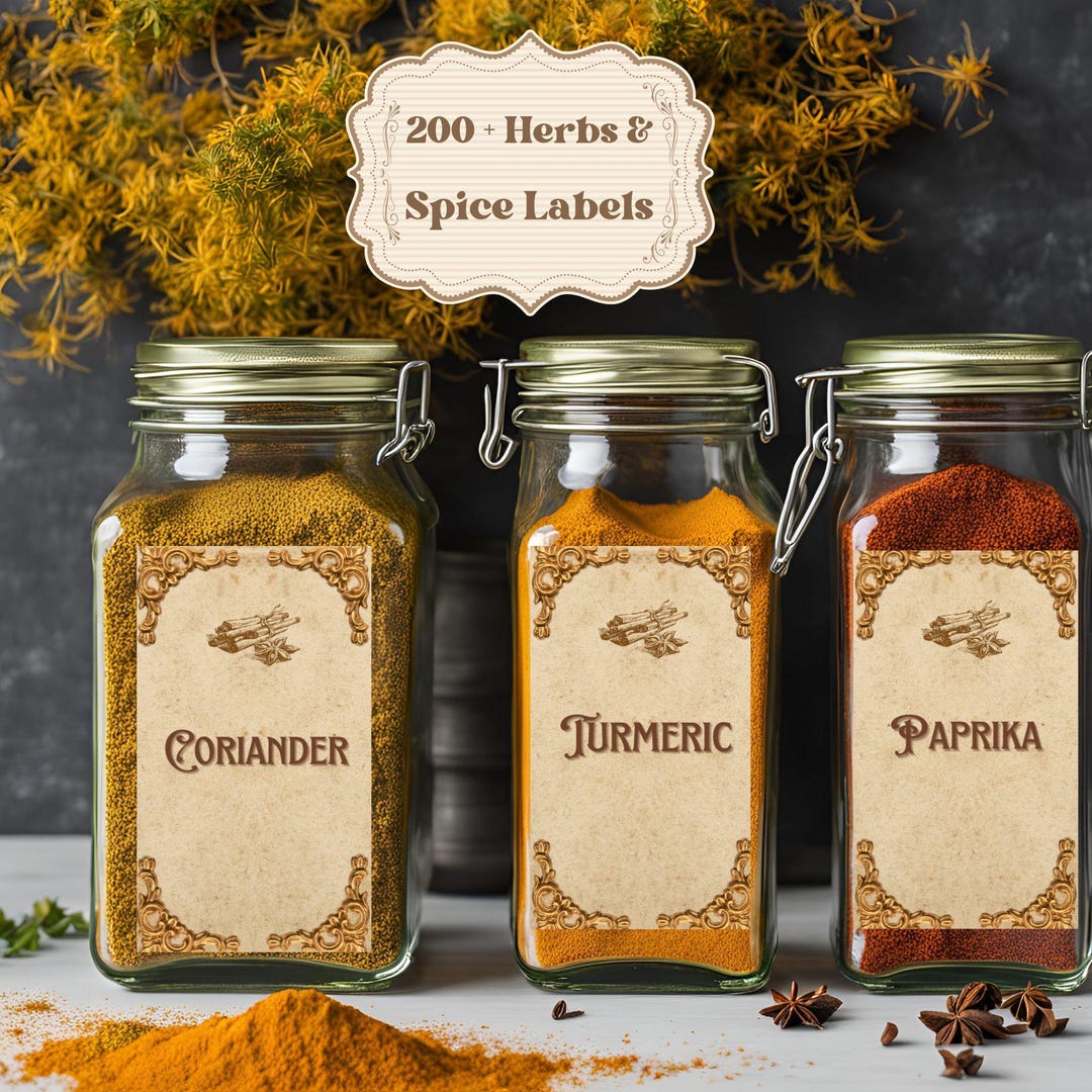 Vintage Spice Jar Labels Printable Vintage Labels Pantry & Kitchen ...
