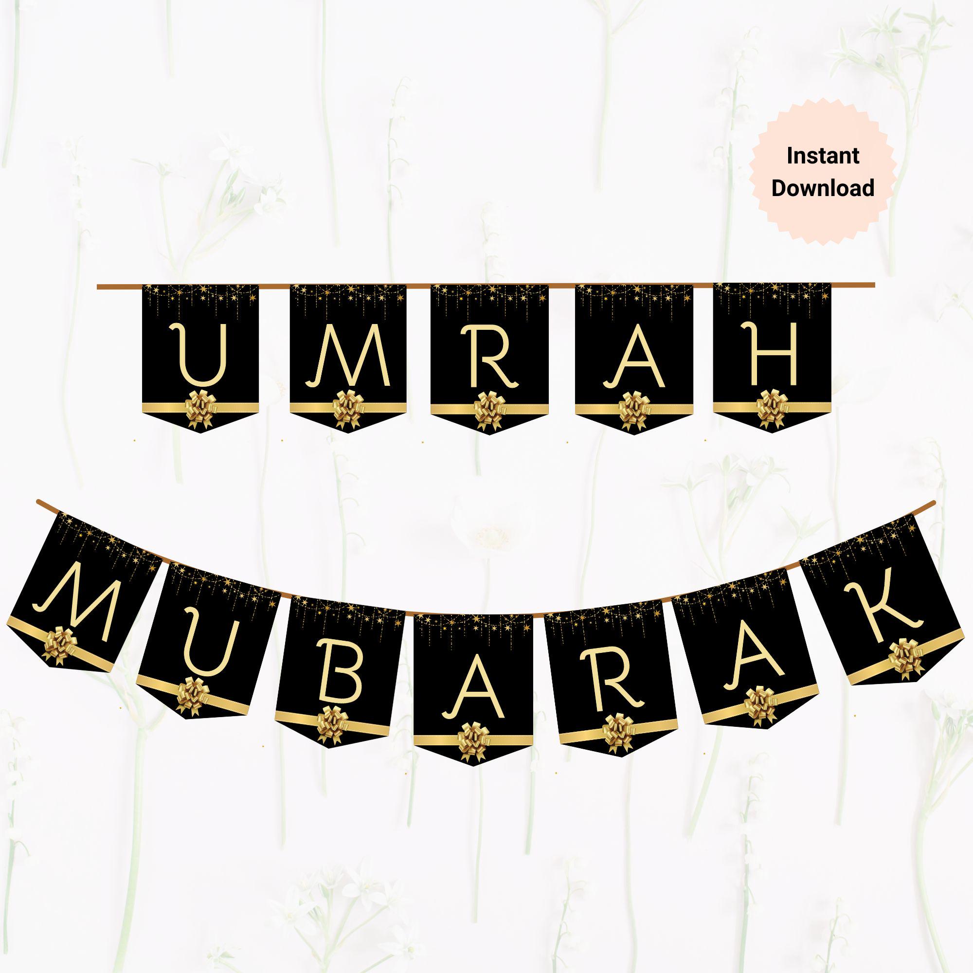 Umrah Mubarak Banner, Printable Gold Umrah Mubarak Banner, Umrah Decor ...
