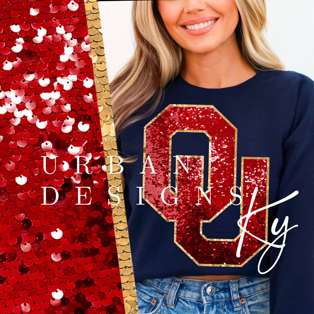 Oklahoma Realistic Fau Glitter Sequins Sport Athletic Patch Alpha ...