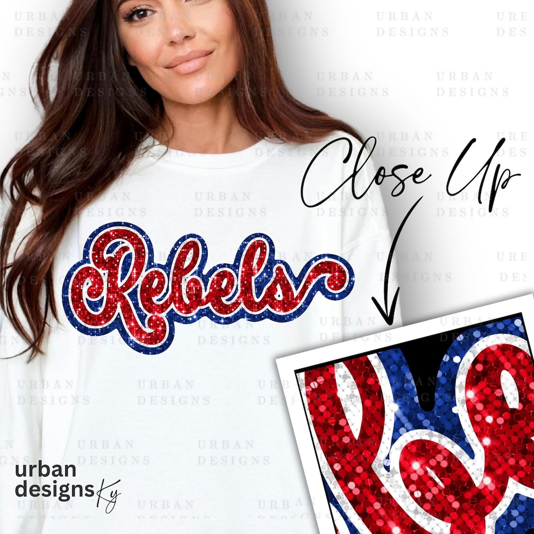 Rebels Faux Sequins Handwritten Script Rebels Faux Glitter Sequins ...