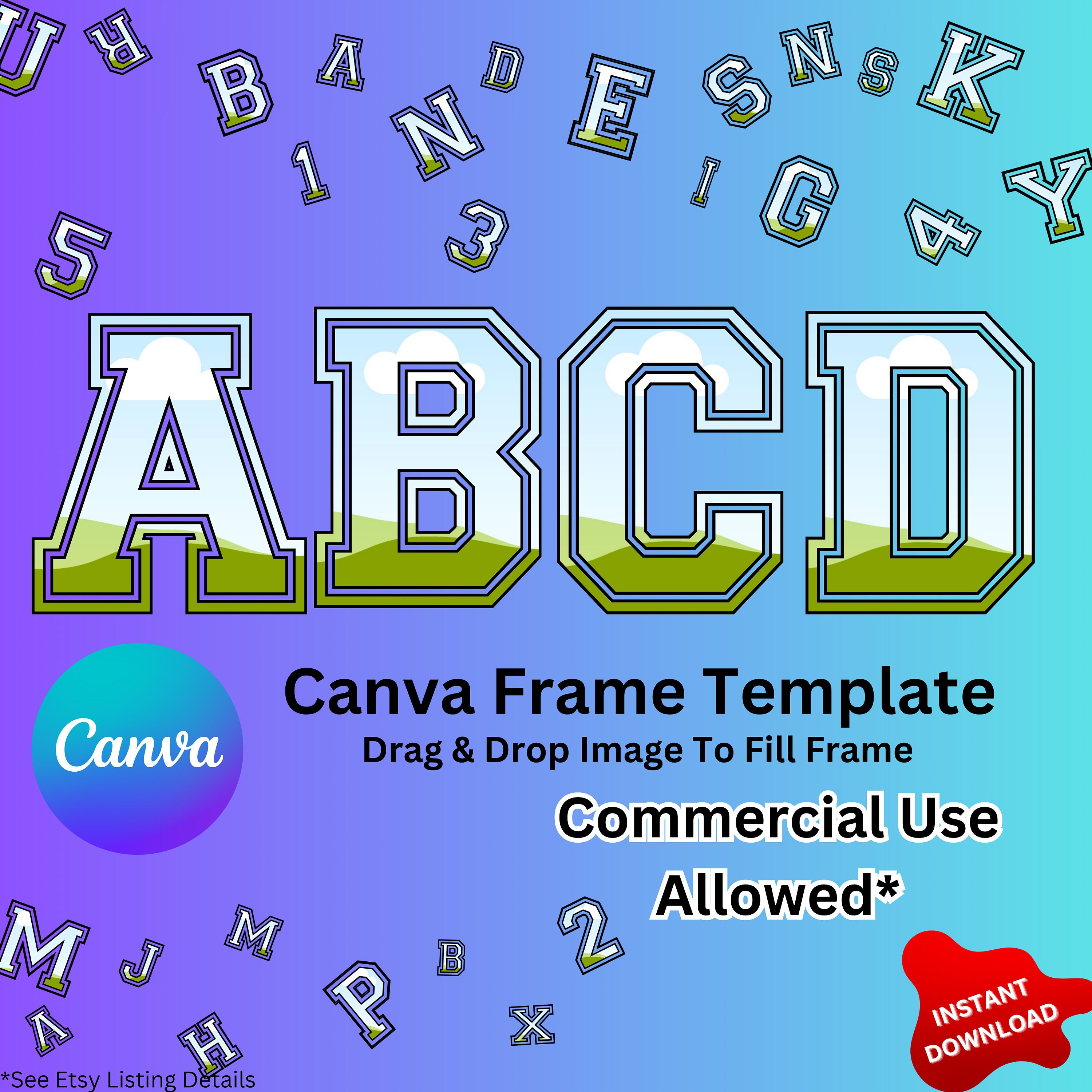 Fill Your Own Letters on CANVA With Commercial Use Allowed Drag and ...