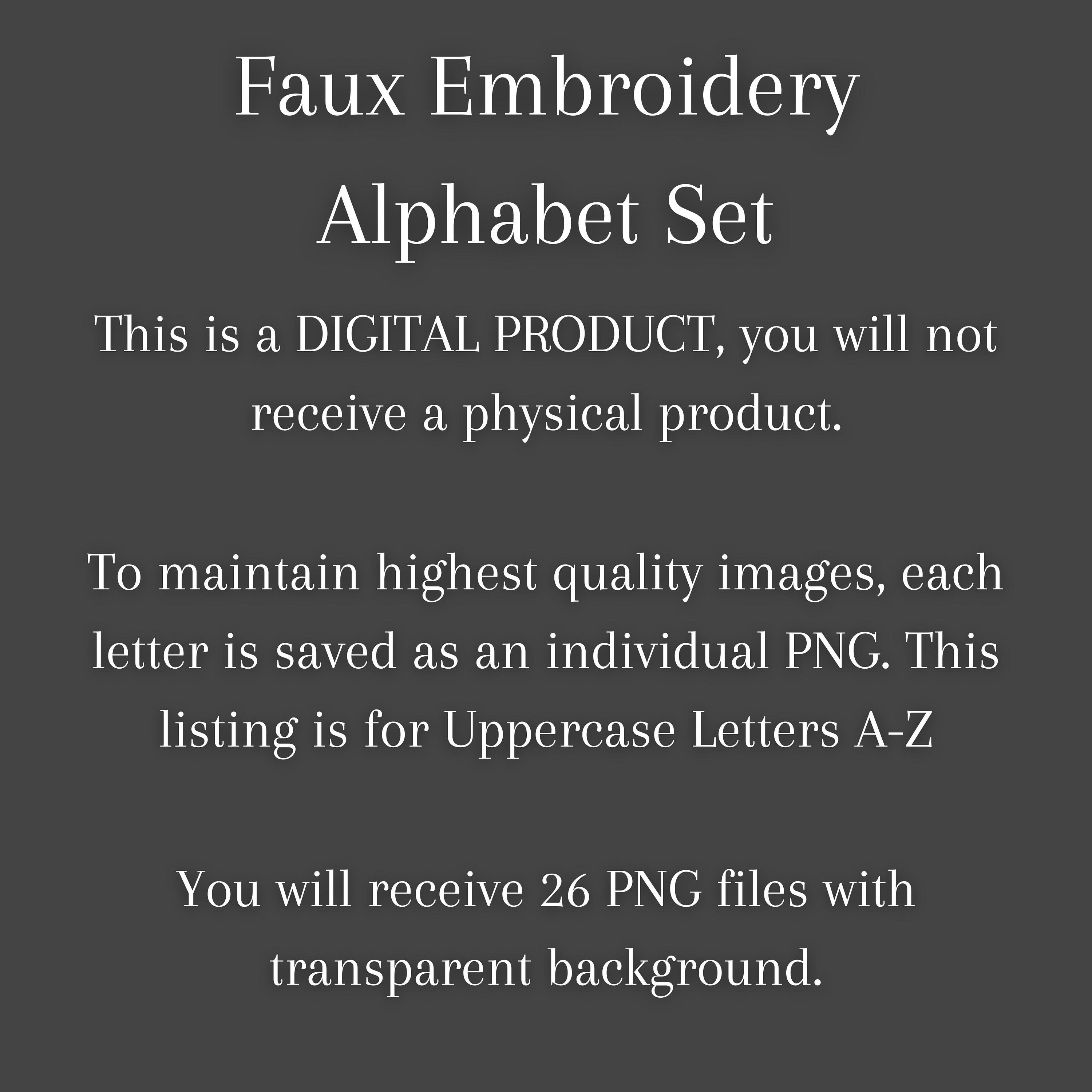 Faux Embroidery Alpha Set, Orange Knit Blue Embroidery Letters, Faux ...