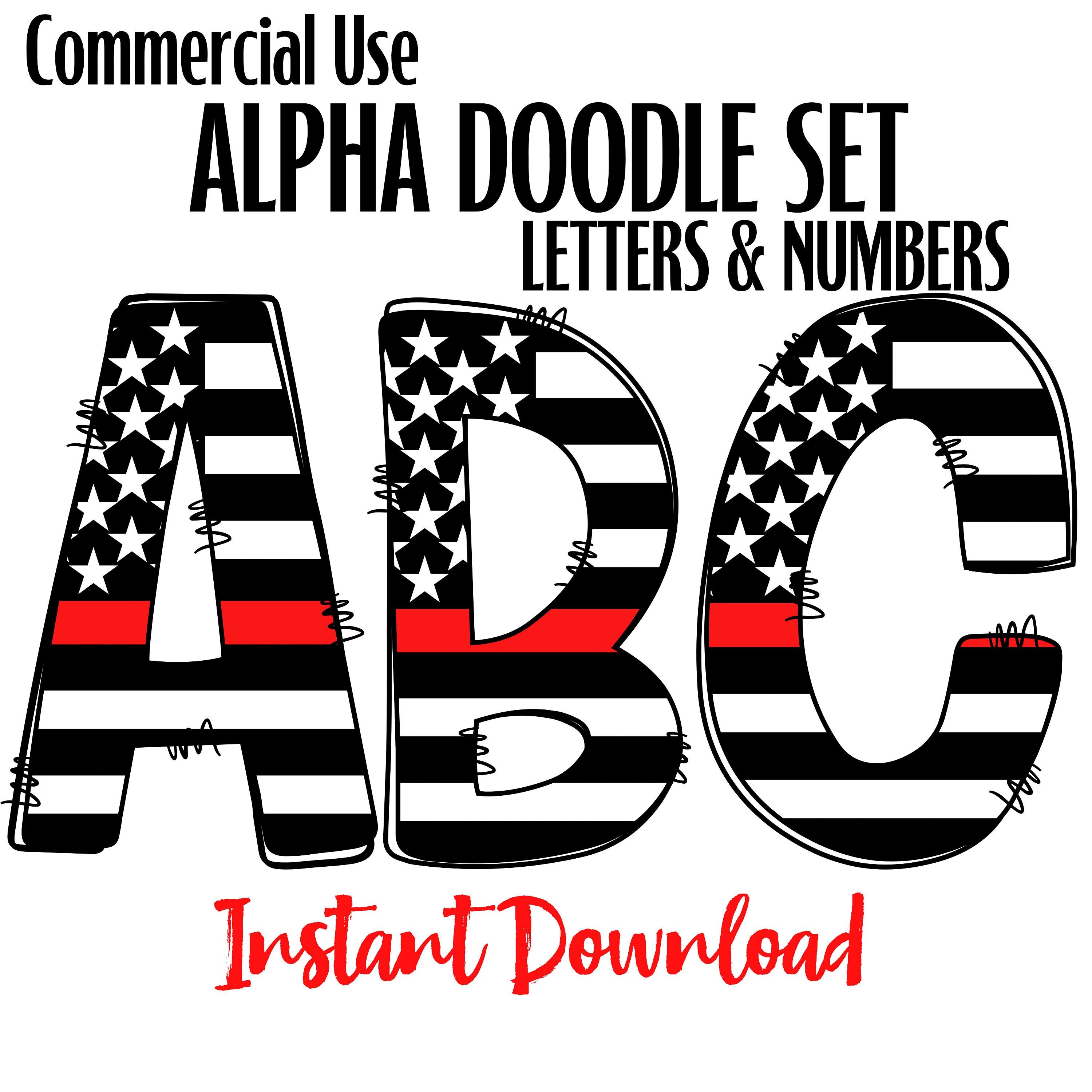 Thin Red Line Flag Alphabet Letters PNG Bundle, Commercial Use ...