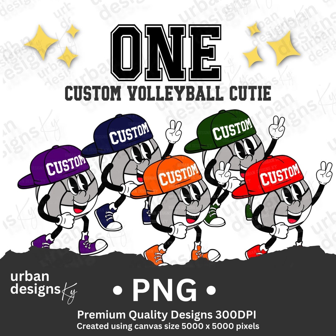 Cute Custom Volleyball Cutie Mascot Backwards Hat High Resolution PNG ...