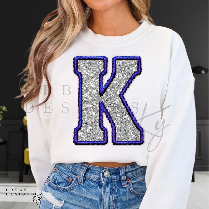 State of Kentucky “K” Realistic Faux Embroidery Glitter, Faux Patch Sport Athletic PNG,DTF ...