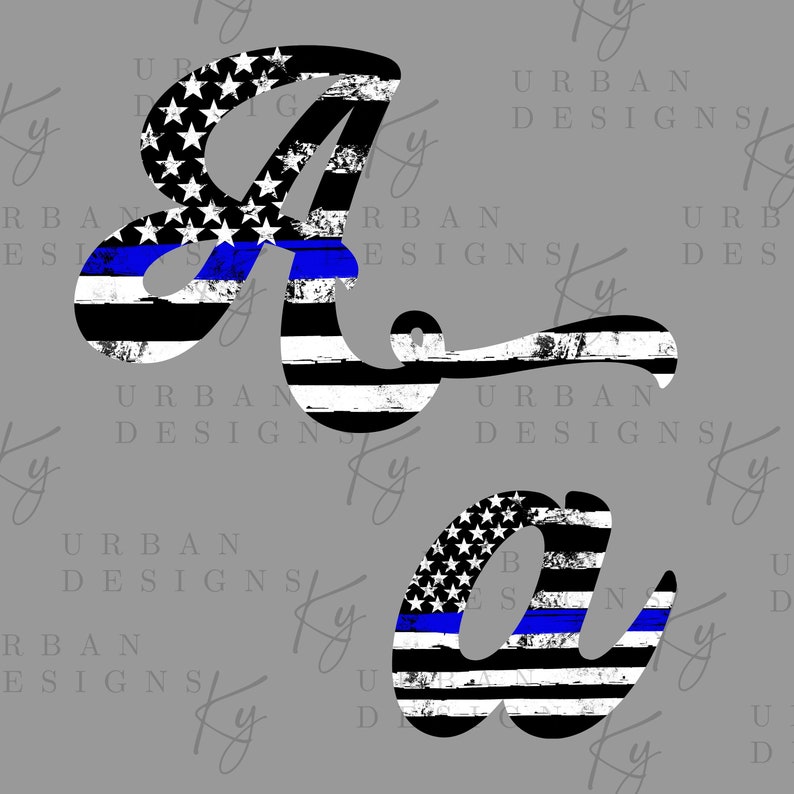 Alphabet Set Police Thin Blue Line Flag Letters PNG Alpha - Etsy