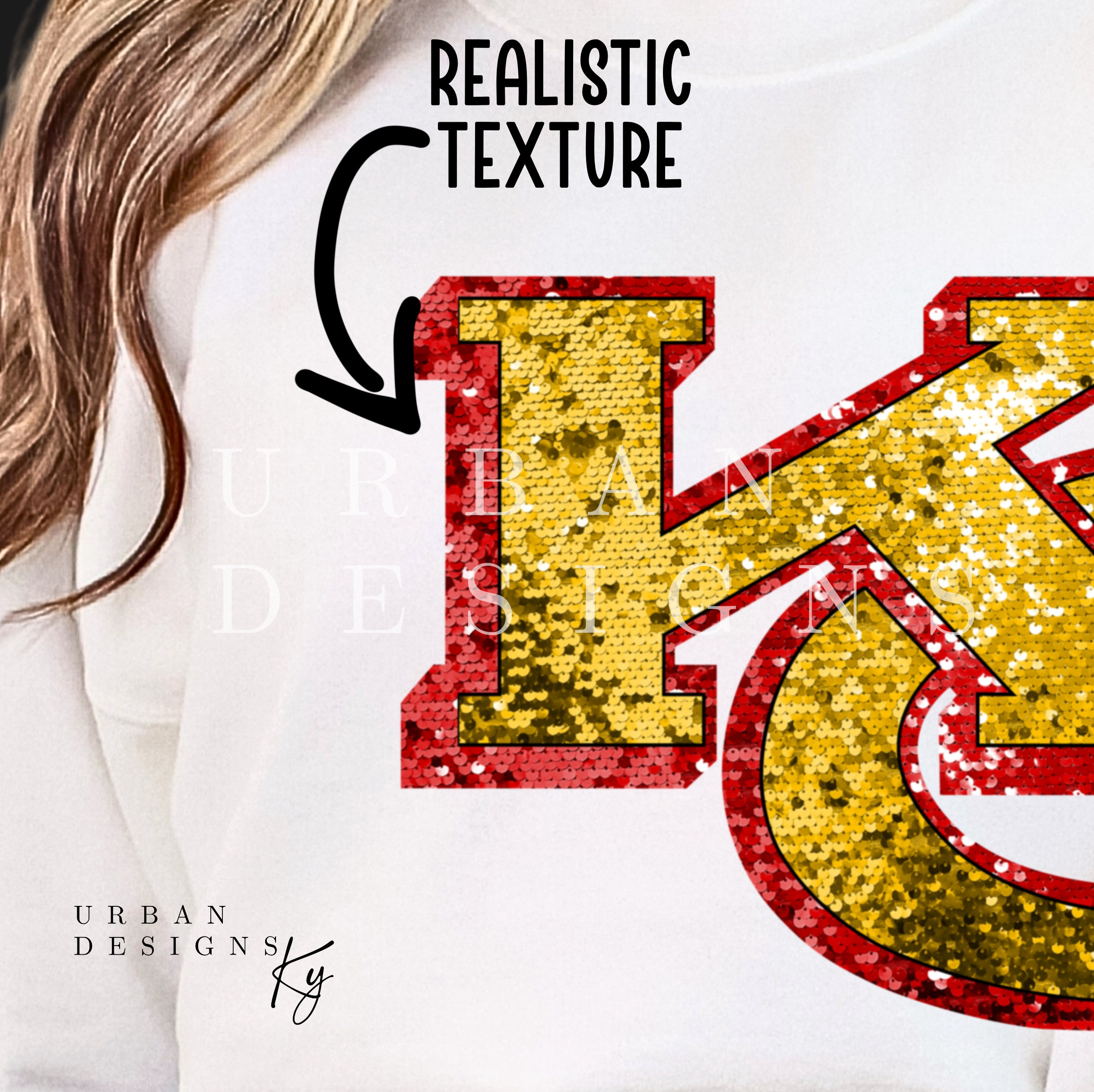 Kansas City PNG Realistic Faux Glitter Sequin Patch Sport Athletic PNG, High Resolution,chiefs ...