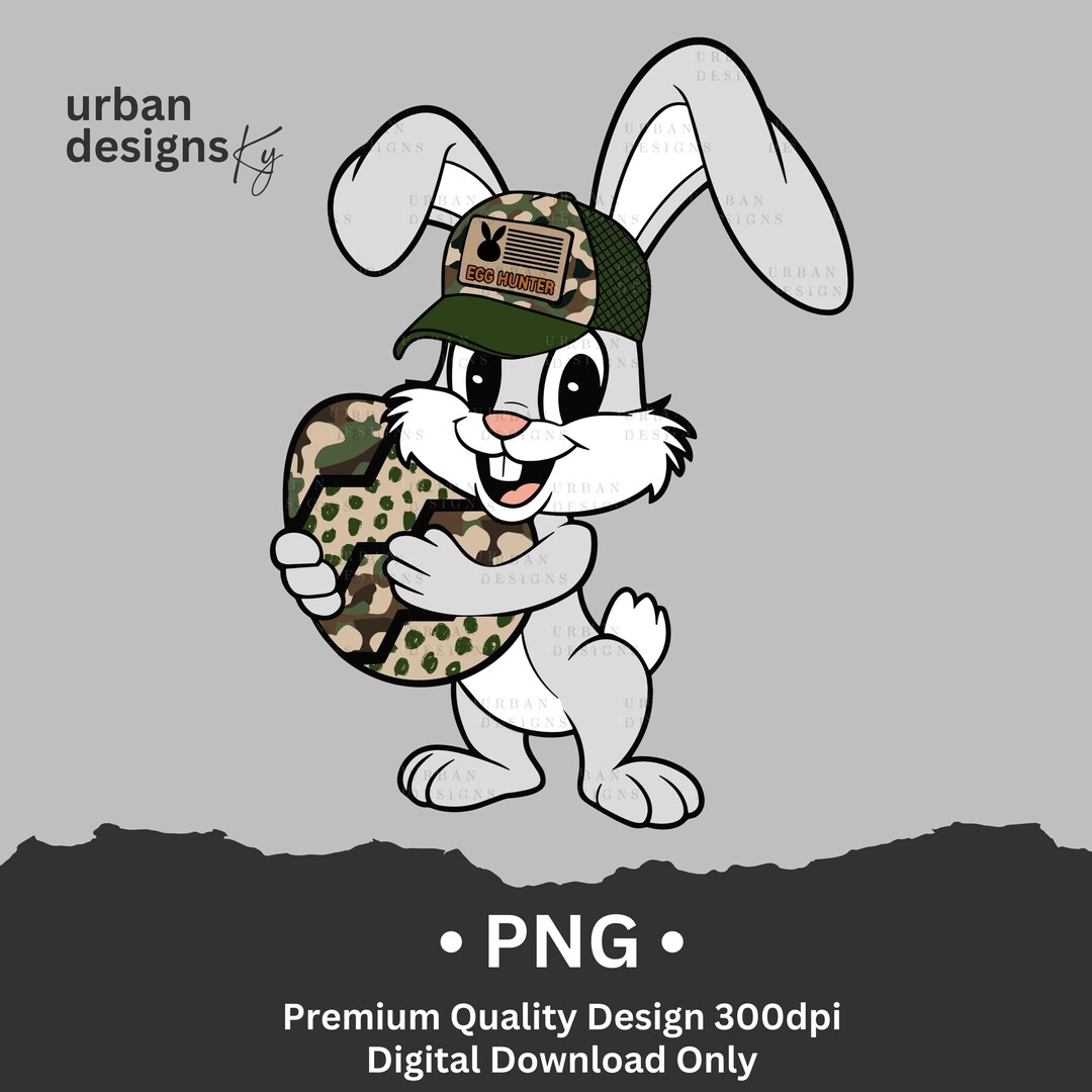 Camo Bunny Easter Png, Egg Hunter Bunny Sublimation Png, Easter Egg ...