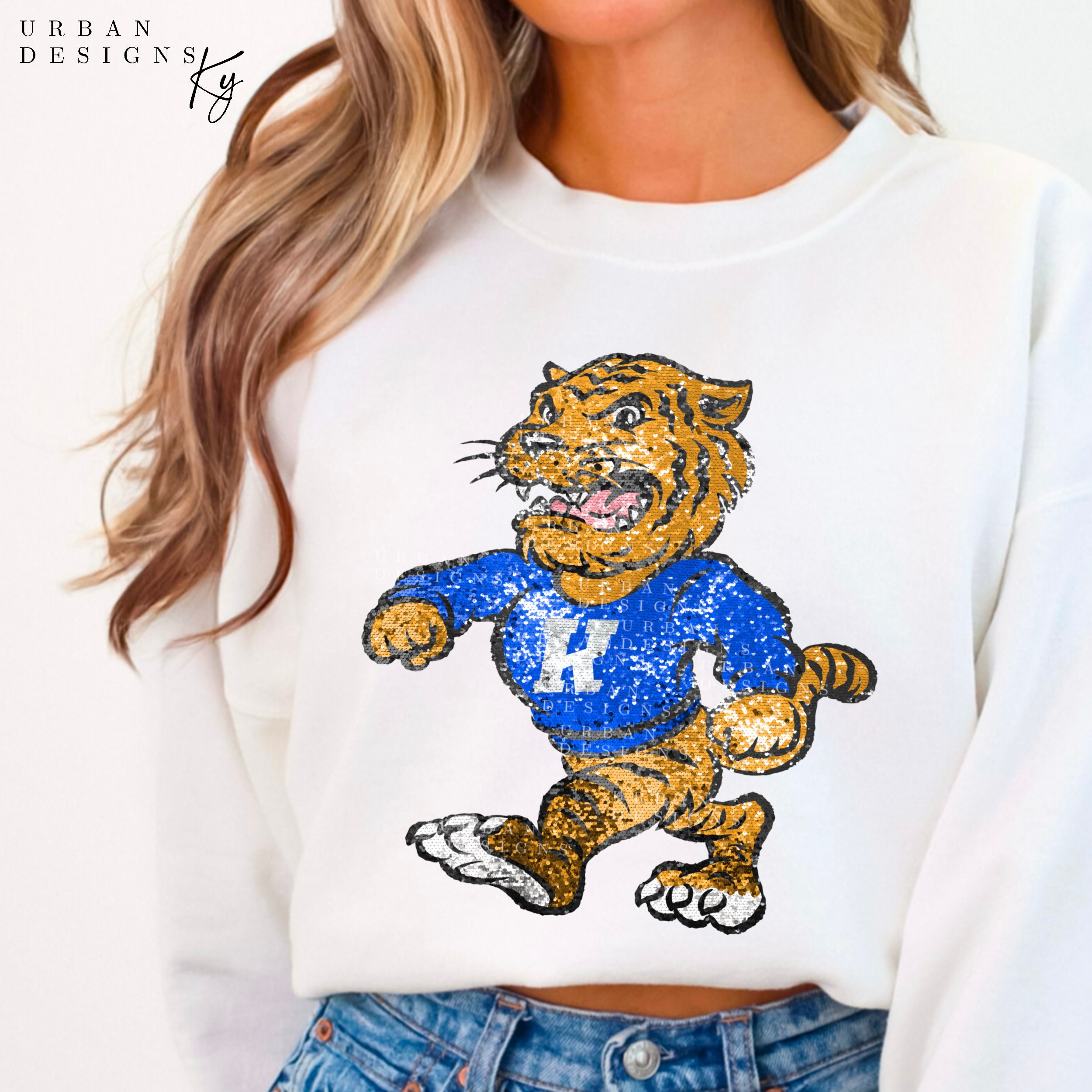 Vintage Wildcats Mascot Faux Sequins Kentucky High Resolution PNG Realistic Texture Glitter ...